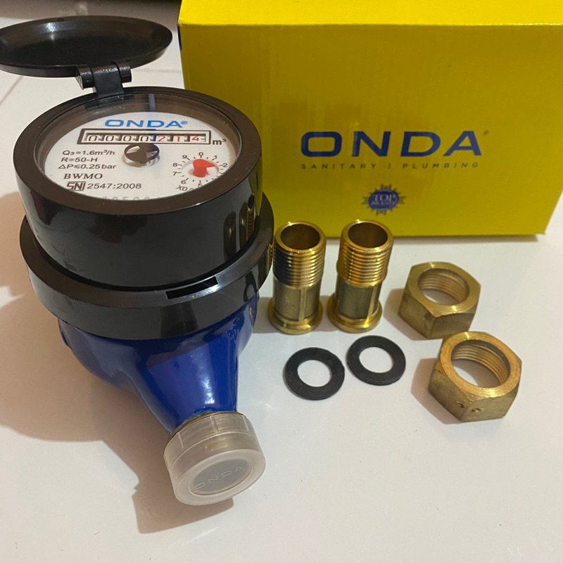 Jual water meter bras kuningan merk onda ukuran 1/2 inch | Shopee Indonesia