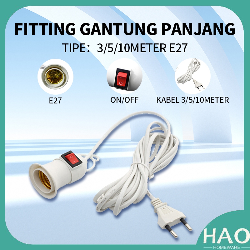 Jual Fitting Lampu Gantung Kabel 3m 3 Meter 5m 5 Meter 10m 10 Meter ...