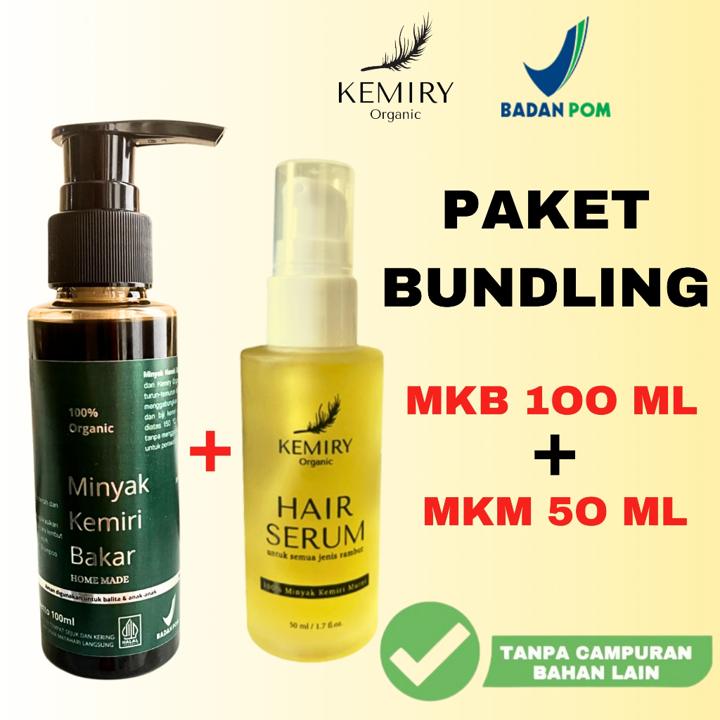 Jual Kemiry Organic - Minyak Kemiri Penumbuh rambut rontok - Paket Bundling MKM 50 ml +MKB 100 ...