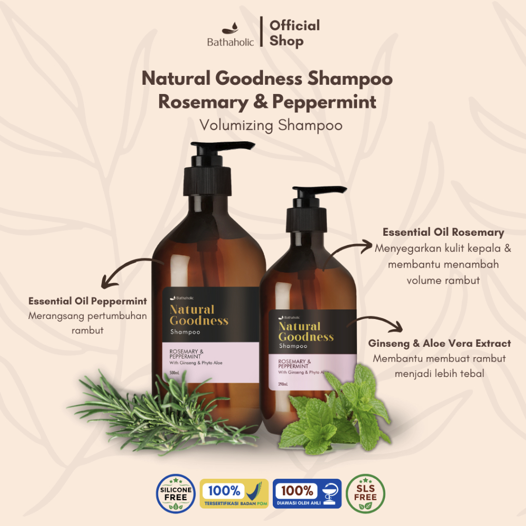 Jual Bathaholic - Natural Goodness Rosemary & Peppermint Shampoo ...