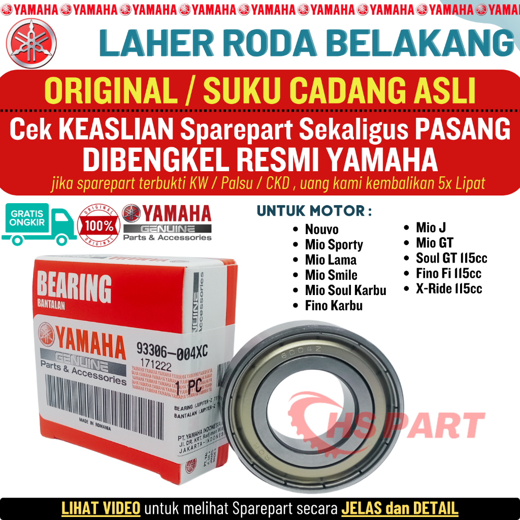 Jual Bearing Laher Lahar Klahar Roda Belakang 6004 Mio J Mio Sporty Mio GT Soul GT Fino Fi Xride ...