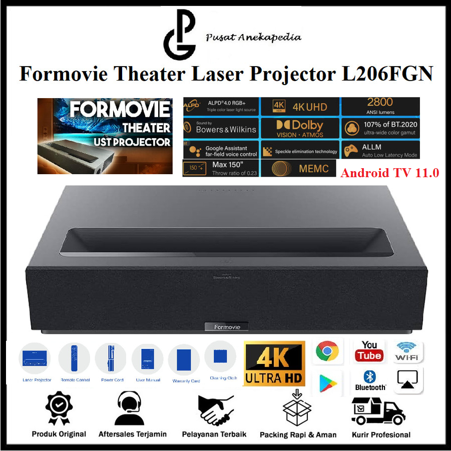 Jual Formovie Theater Laser Projector 2800ANSI 4K Proyektor Global ...