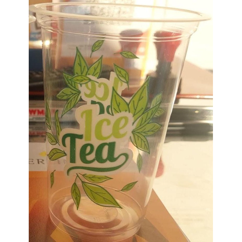 Jual (Grosir) GELAS PLASTIK 16 OZ. 16OZ MOTIF ICE TEA BENING DATAR ...