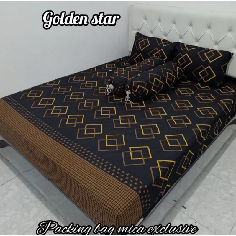 Jual SPREI HOMEMADE SPREI KARET SUDUT MOTIF ABSTRAK STAR GOLD HITAM ...