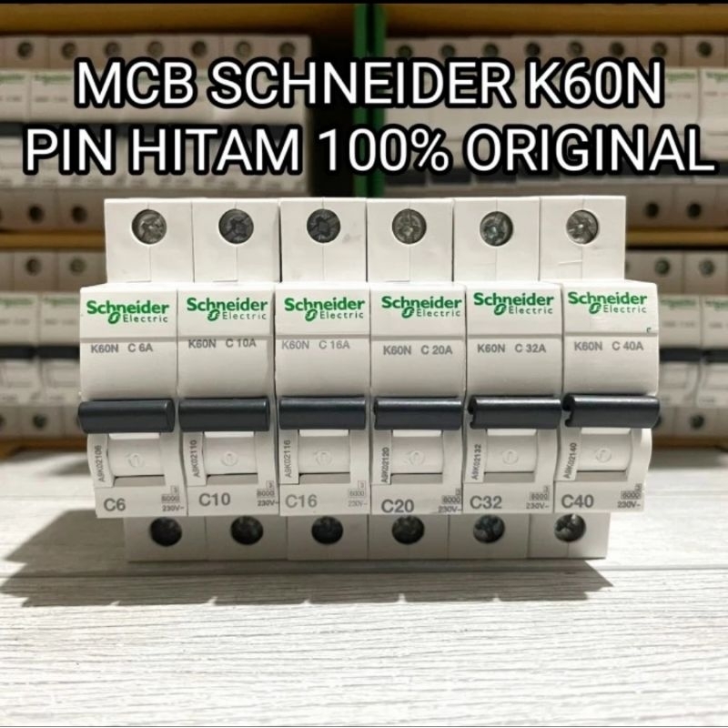 Jual MCB LISTRIK SCHNEIDER HITAM 40 32 25 20 16 10 6 AMPERE K60N SNI ...