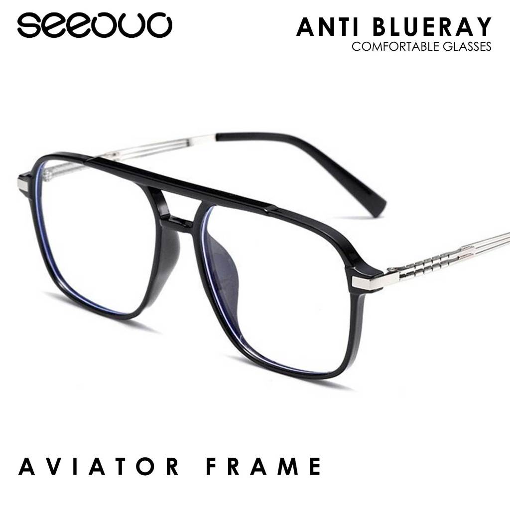 Jual Seeouo Kacamata Antiradiasi Blueray Model Aviator Kotak Bahan TR90 Ringan Fashionable Pria ...