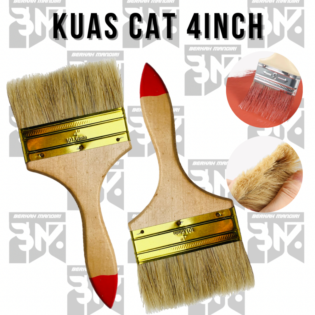 Jual Kuas Cat Tembok Dinding Gagang Kayu Ukuran 4inch Koas Cat Besi ...