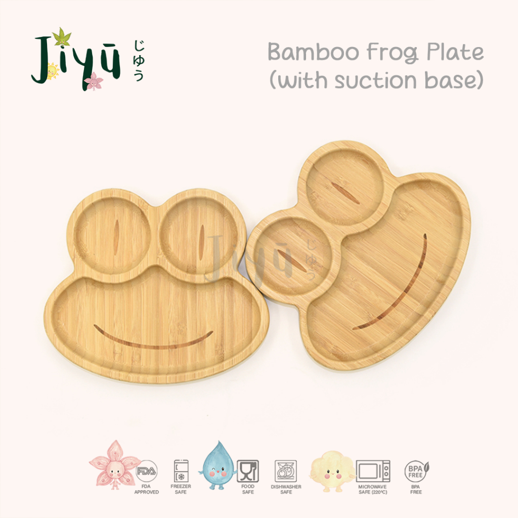 Jual JIYU [JA-048] Bamboo Frog Plate (with suction base) / Piring Bambu ...