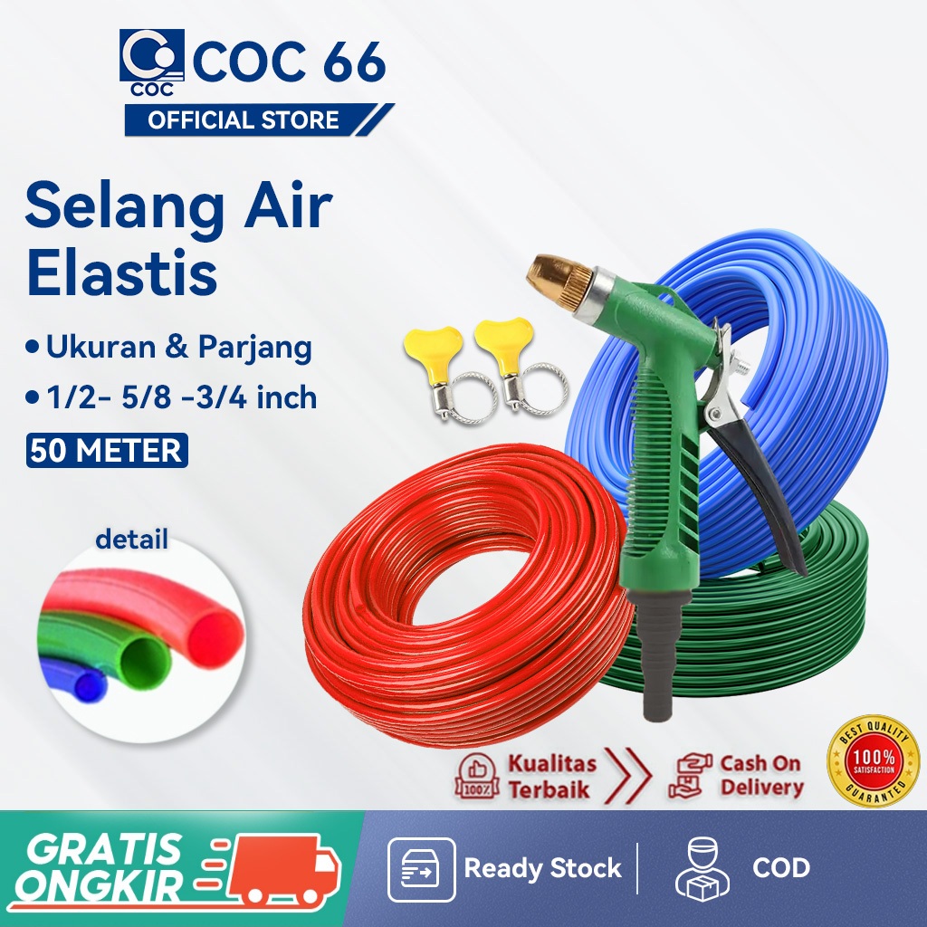 Jual SELANG AIR ELASTIS DOP 1 ROL 50 METER 1/2 5/8 3/4 INCH TEBAL SELANG TAMAN KEBUN ALAT CUCI ...