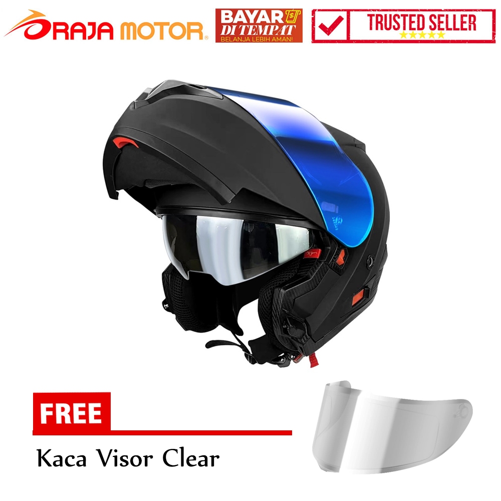 Jual Snail Helm Modular M1 Double Visor Biru / Smoke - Hitam | Shopee ...