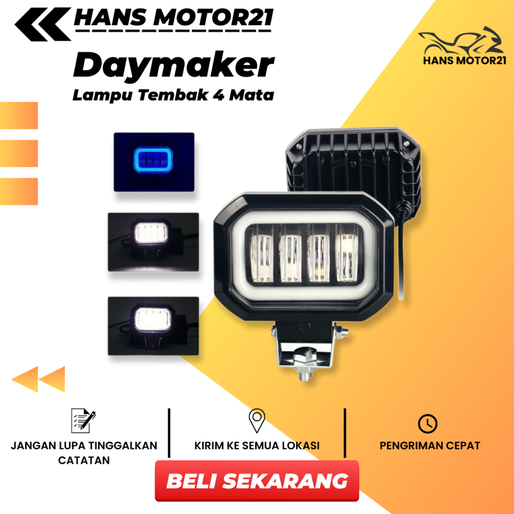 Jual LAMPU TEMBAK DAYMAKER 4 CWL LENSA 6D 40W WORKLIGHT ANGEL EYES DC ...
