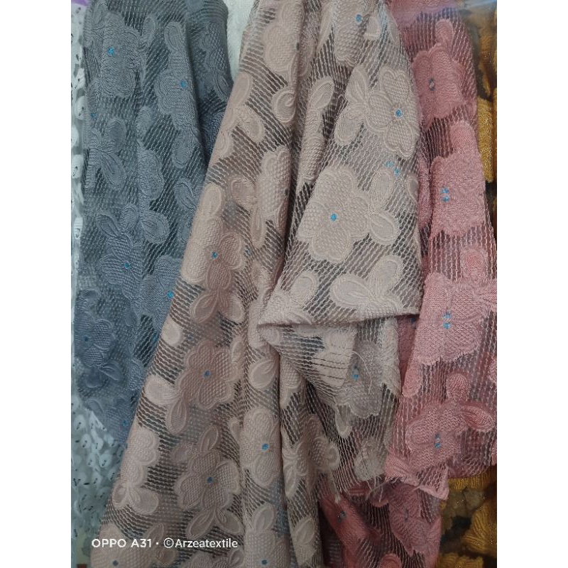 Jual bahan/kain organza motif kembang | Shopee Indonesia