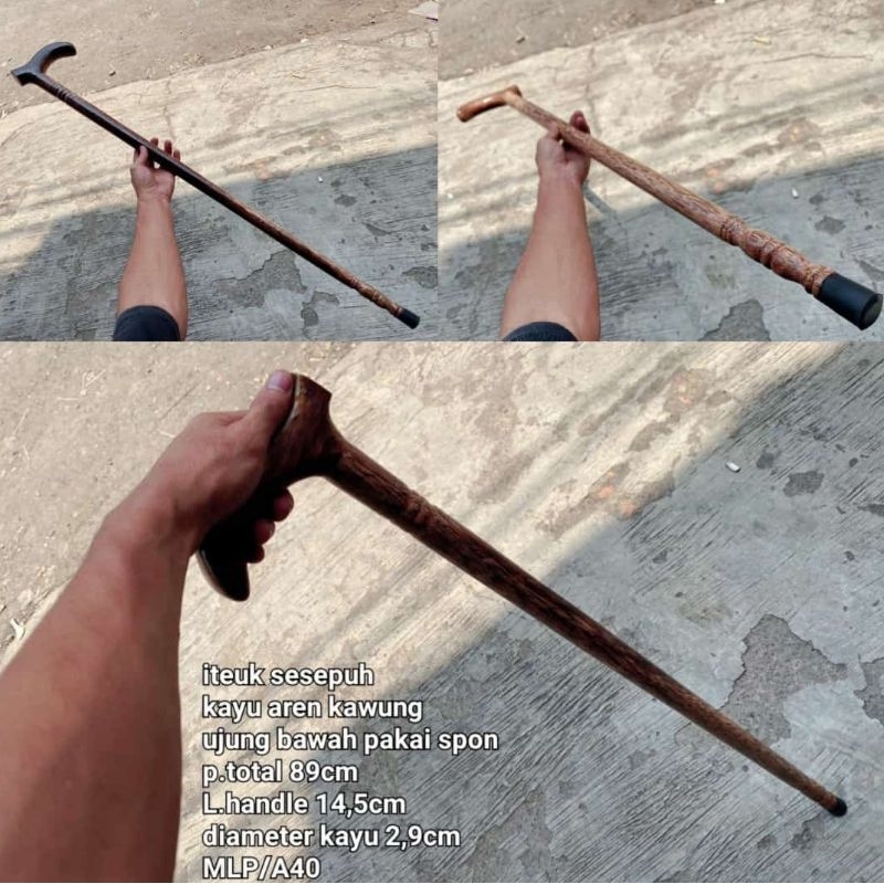 Jual TONGKAT ITEUK Premium Kayu AREN kawung & Mahoni, Tongkat bantu ...