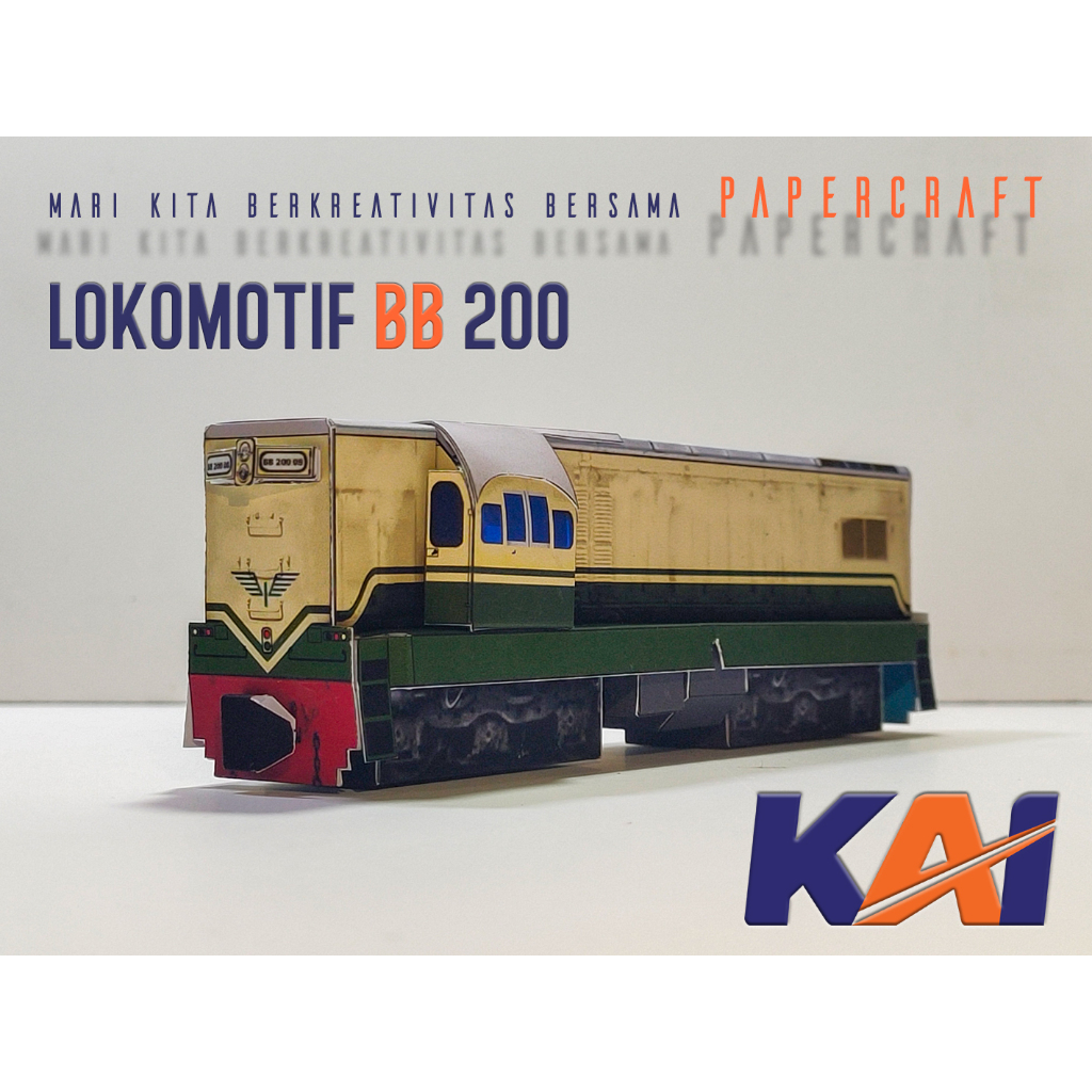 Jual 3D Papercraft Kereta Api Indonesia Lokomotif BB 200 Pola Kertas ...