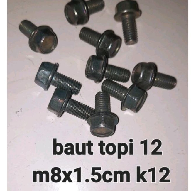 Jual baut topi 12/m8x1.5cm hj paket 10pcs | Shopee Indonesia