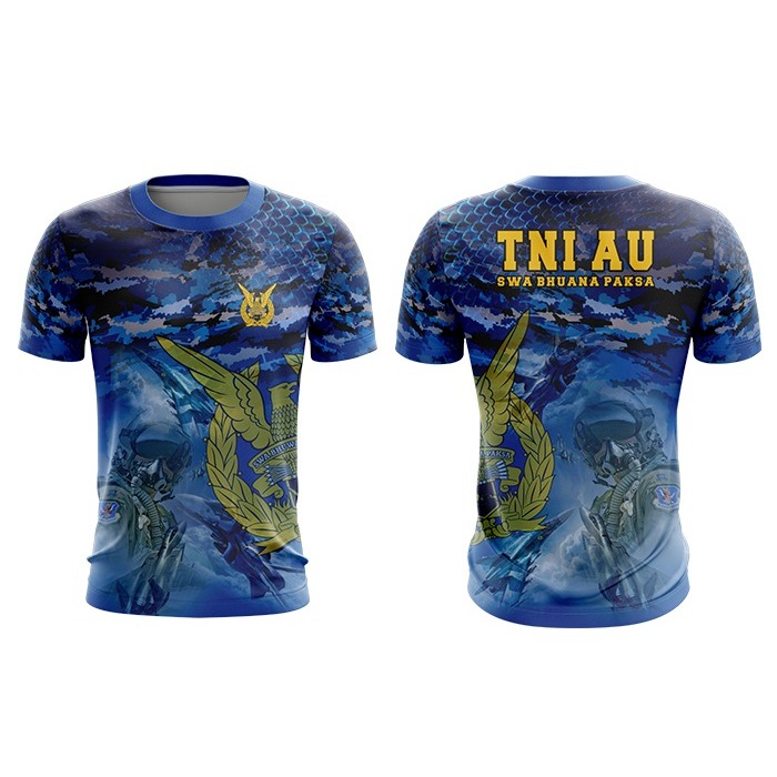 Jual Kaos Jersey TNI AU Fullprint Biru Keren | Shopee Indonesia
