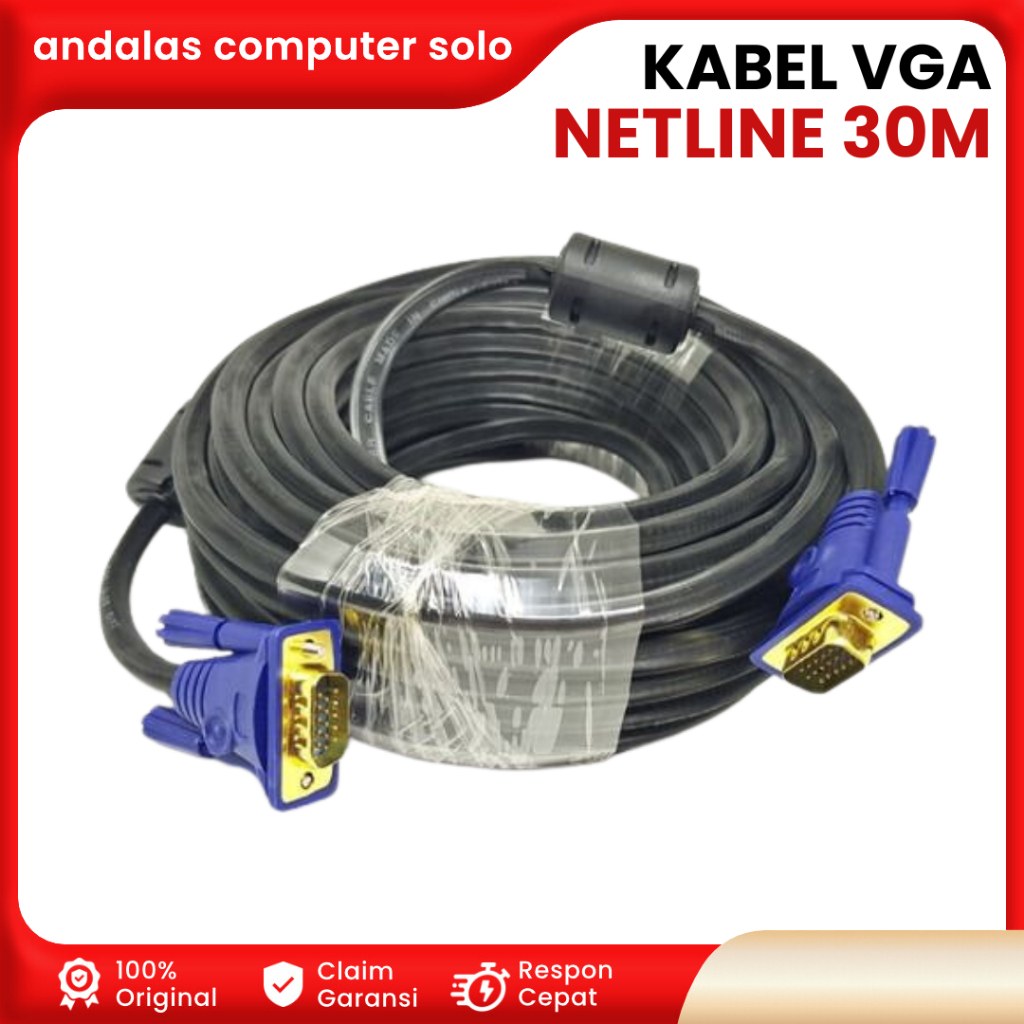 Jual Kabel VGA Monitor 30 Meter NETLINE Gold Plated Komputer Monitor | Shopee Indonesia