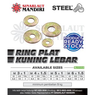 Jual Ring Plat Kuning Lebar / Flat Washer / Plate Washer M5 x 1 ...