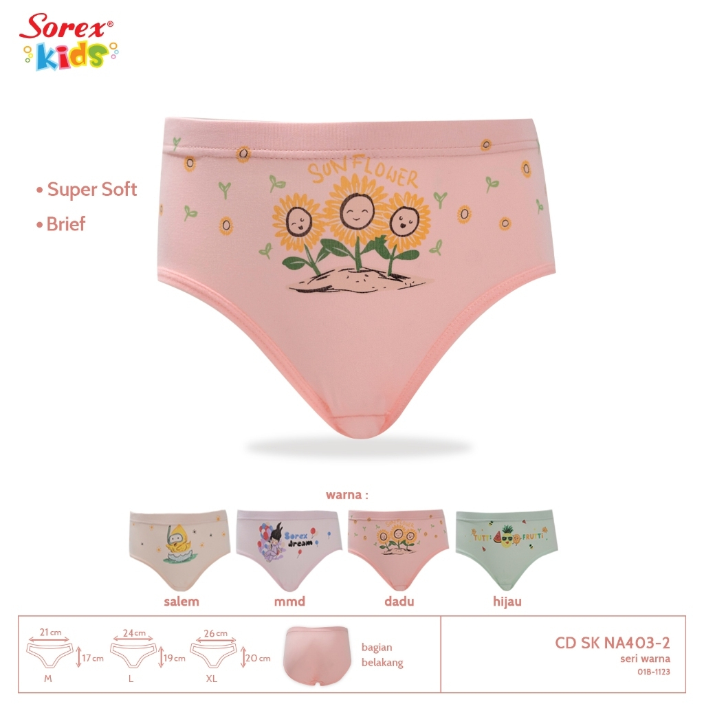 Jual Isi 6 CD Sorex Kids NA 403 Super Soft Celana Dalam Sorex Anak Perempuan Segitiga Lembut ...
