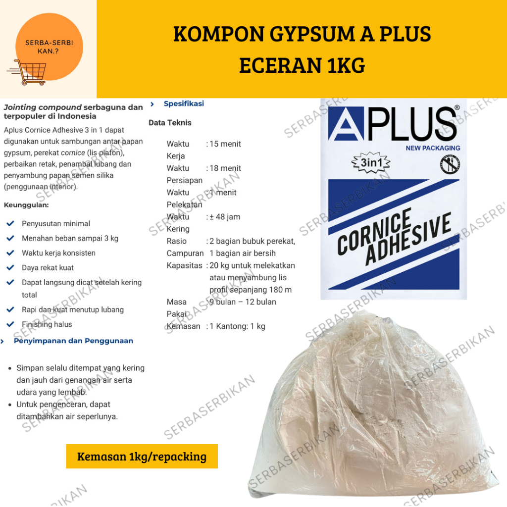 Jual KOMPON GIPSUM APLUS 1KG COMMPOUND ECERAN | Shopee Indonesia