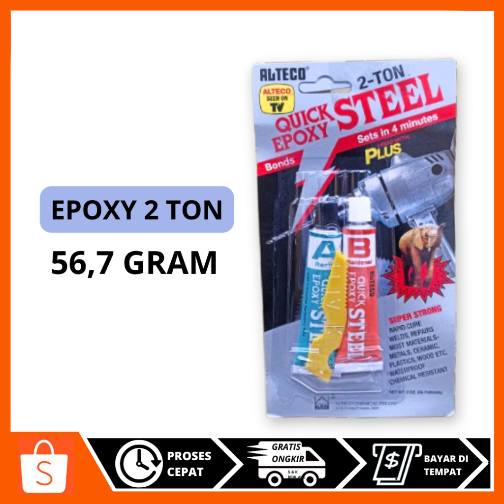 Jual ALTECO ORIGINAL Lem Besi steel Quick Epoxy 2 ton 56.7 gram SRM | Shopee Indonesia