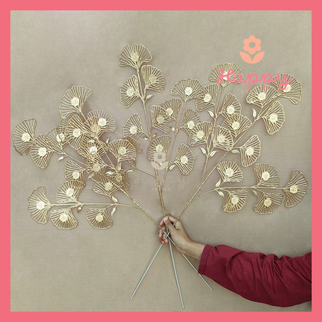 Jual Artificial Gold FU Ginkgo Bunga Kipas Emas Premium Imlek Chinese ...