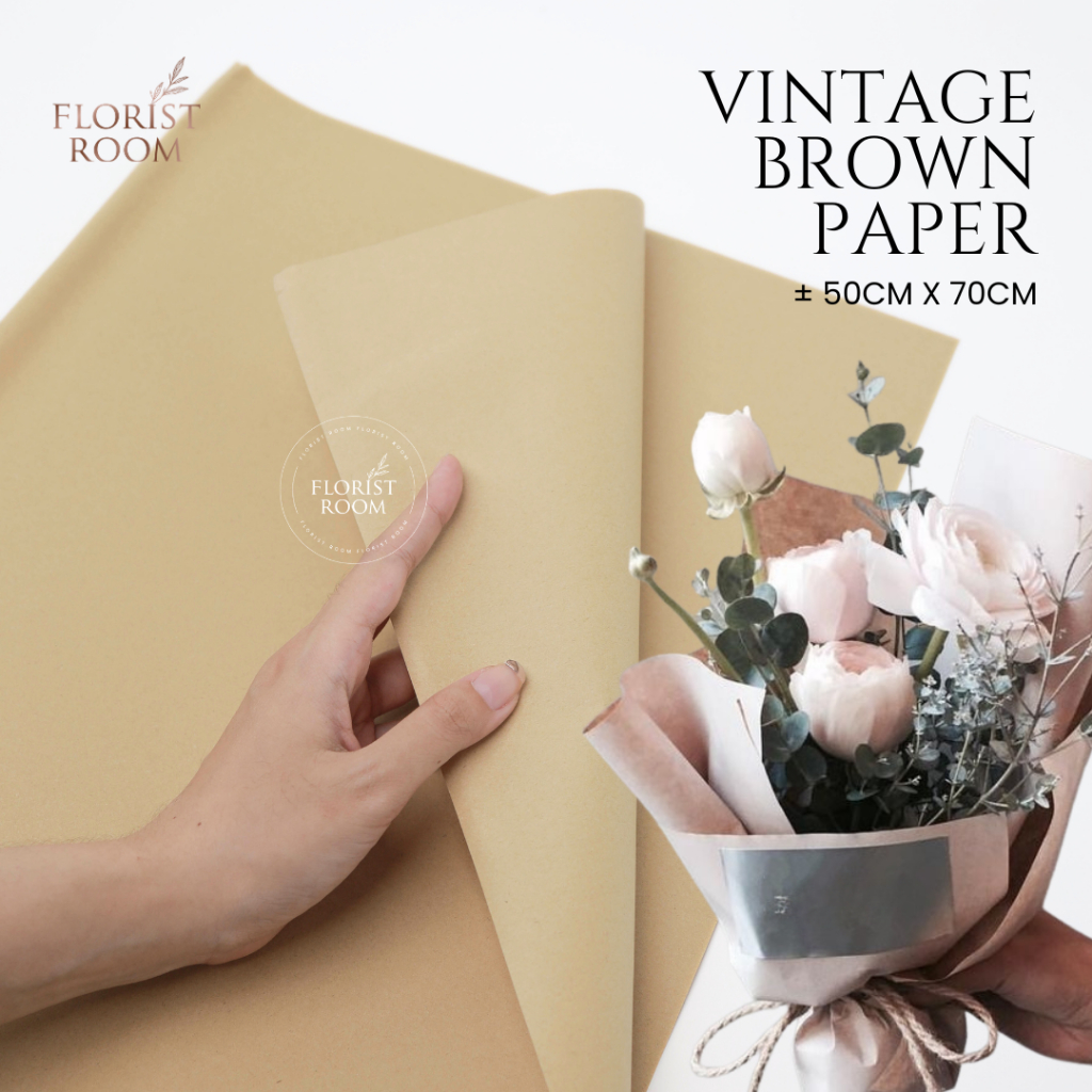 Jual Vintage Brown Paper 50 lembar - Kertas Coklat - Flower Wrapping ...