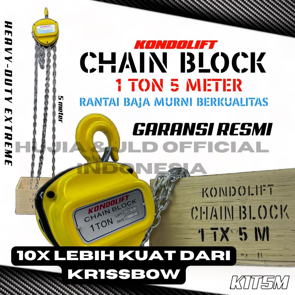 Jual KONDO Chain Block 1 ton 5 meter katrol kerekan derek takel garansi ...