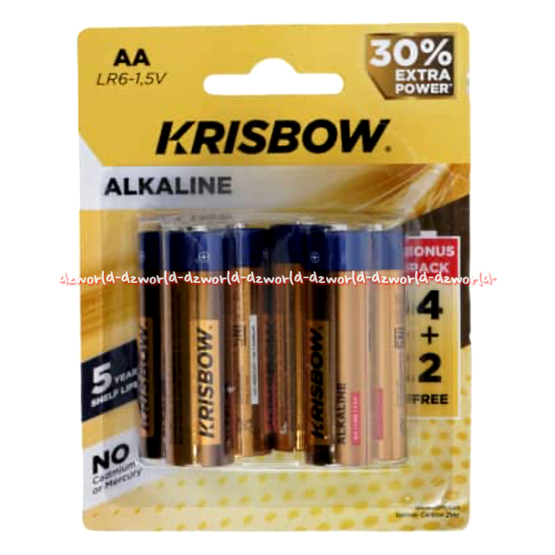 Jual Krisbow Alkaline Baterai AA 4 +2 Jam Dinding A2 Tahan Lama LR6-1 ...