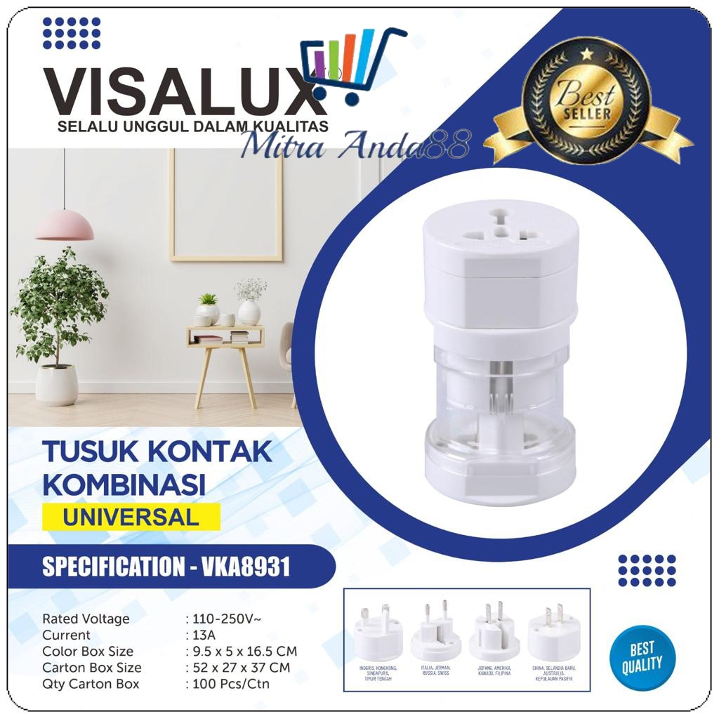 Jual Mitraanda88 Colokan Universal Travel Adaptor Plug Combination Universal - VKA8931 VISALUX ...