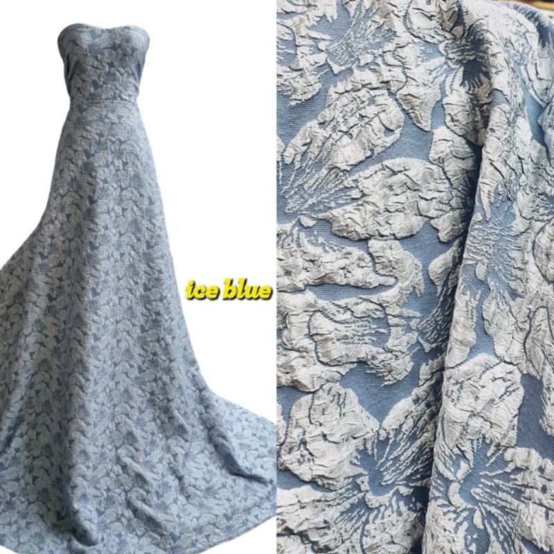 Jual (COD) bahan kain jaguard embos/ kain gaun mewah jaguar embos ...