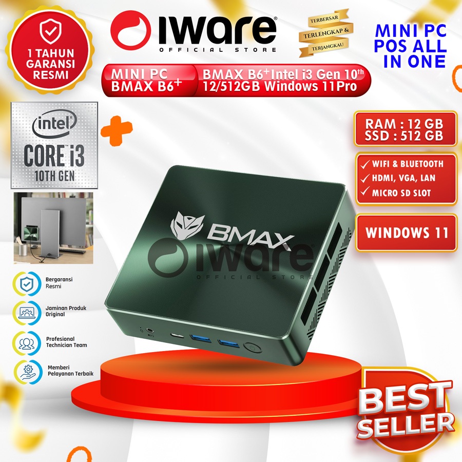 Jual BMAX B6+ Intel Core i3 Mini PC 1000NG4 12/512GB Gen 10 NVMe ...