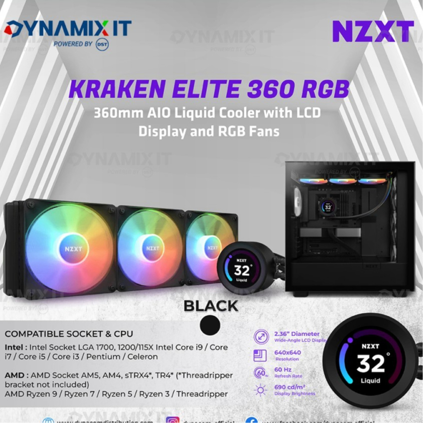 Jual NZXT Kraken 360 Elite RGB 360mm AIO with LCD Display - Black ...