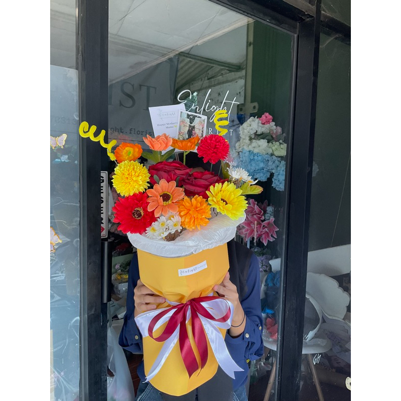 Jual Buket Bunga Artificial Korean Style Round Bouquet | Shopee Indonesia