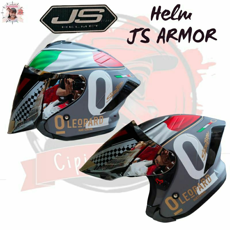 Jual HELM JS ARMOR YAKUZA HALF FACE MOTIF REDBULL LEOPART SNI PREMIUM ...
