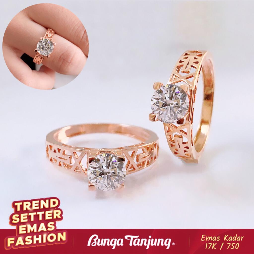 Jual CINCIN EIFFEL SOLITAIRE - EMAS 17K - BUNGA TANJUNG GOLD | Shopee Indonesia