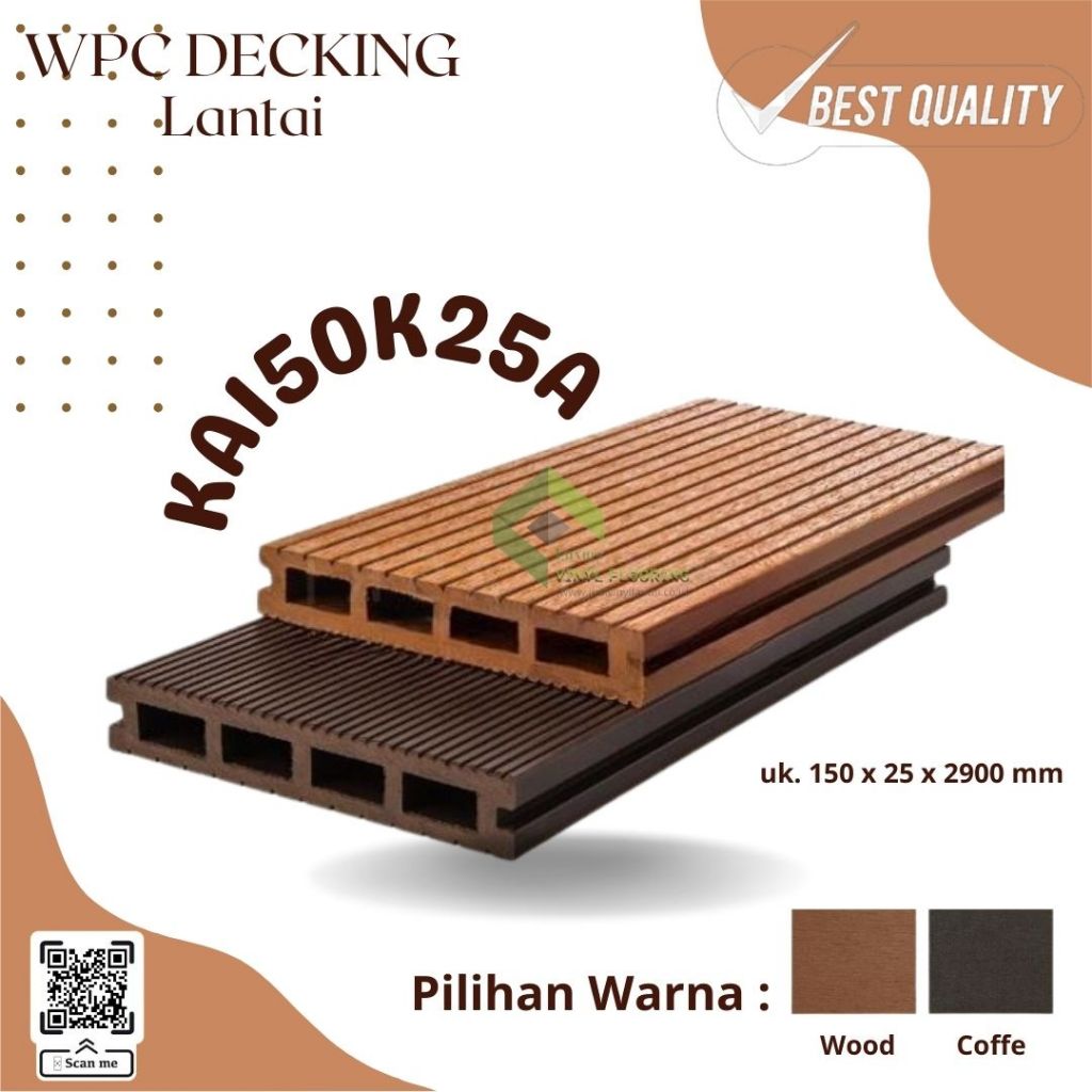 Jual WPC Decking KA150K25A uk. 150cm x 2,9m tebal 25mm | Shopee Indonesia