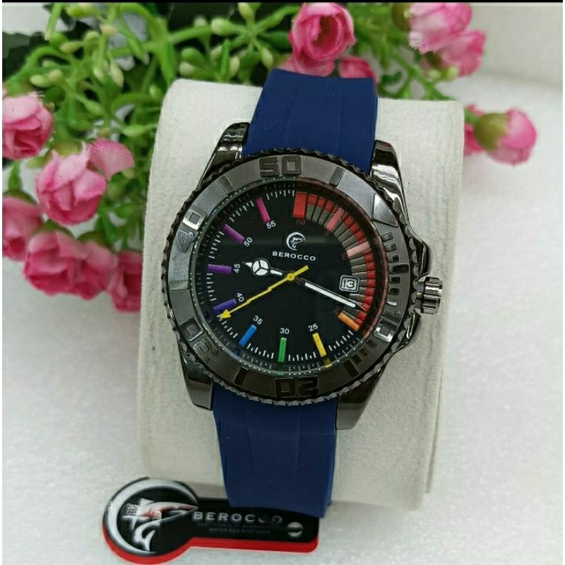 Jual jam tangan pria karer rubber merek berocco original tahan air ...