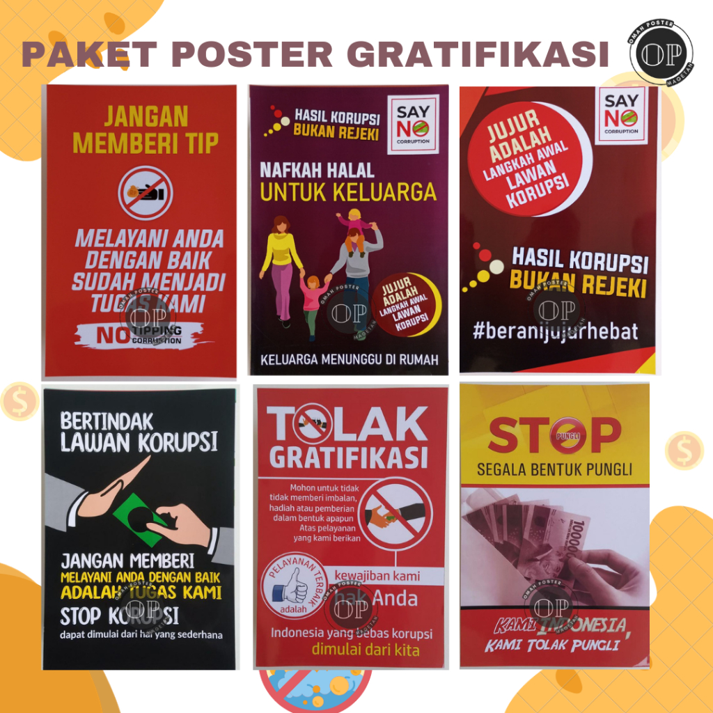 Jual Paket Poster Stop Gratifikasi - Say No Korupsi - Stop Pungli ...