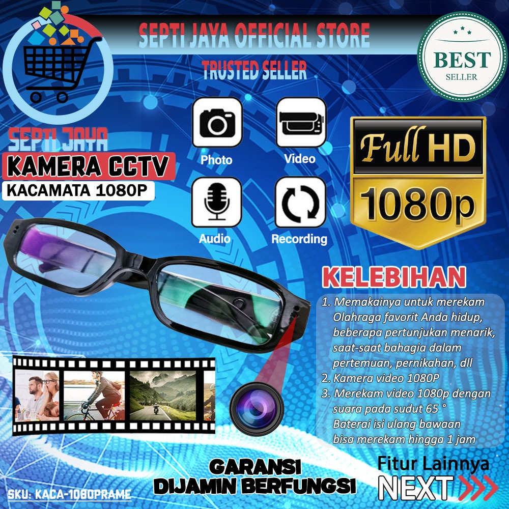 Jual Kacamata Kamera Spycam Smart Glasses Kacamata Frame Full HD 1080P ...