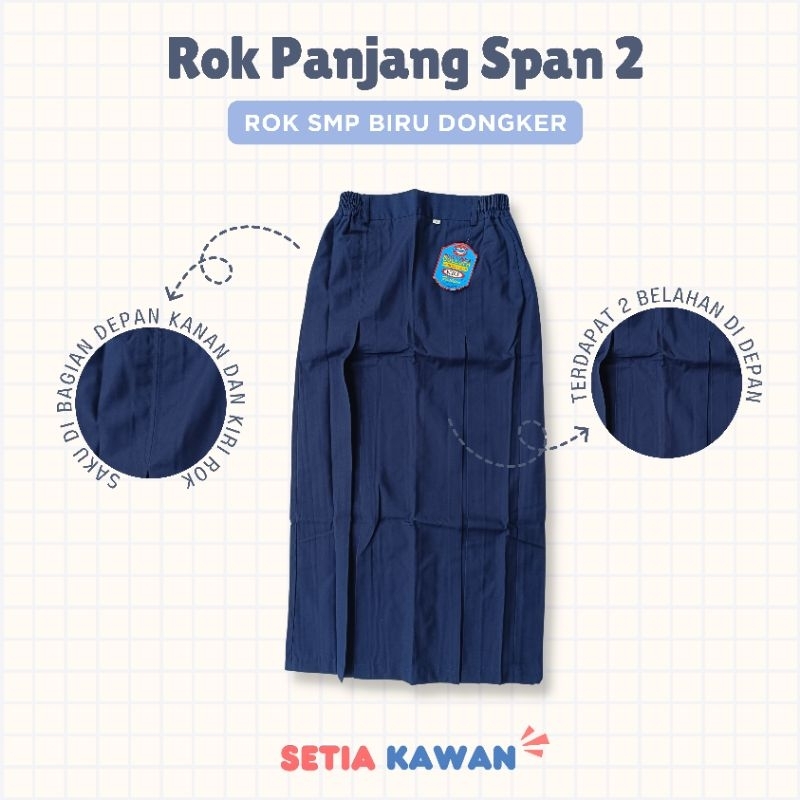 Jual Rok span 2 SMP Biru Panjang / Rok sekolah SMP span 2 biru panjang ...