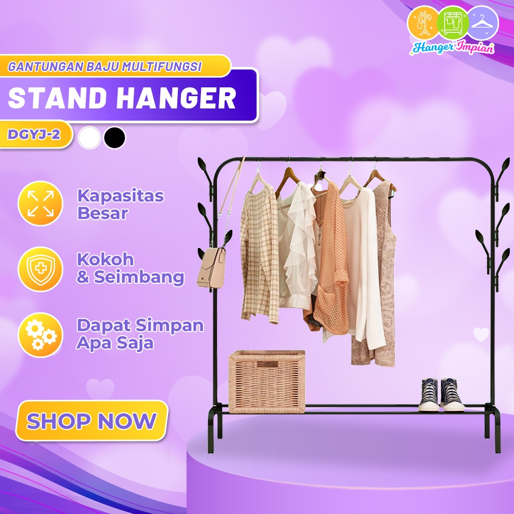 Jual stand hanger single rak gantungan baju pakaian hanger topi tas ...