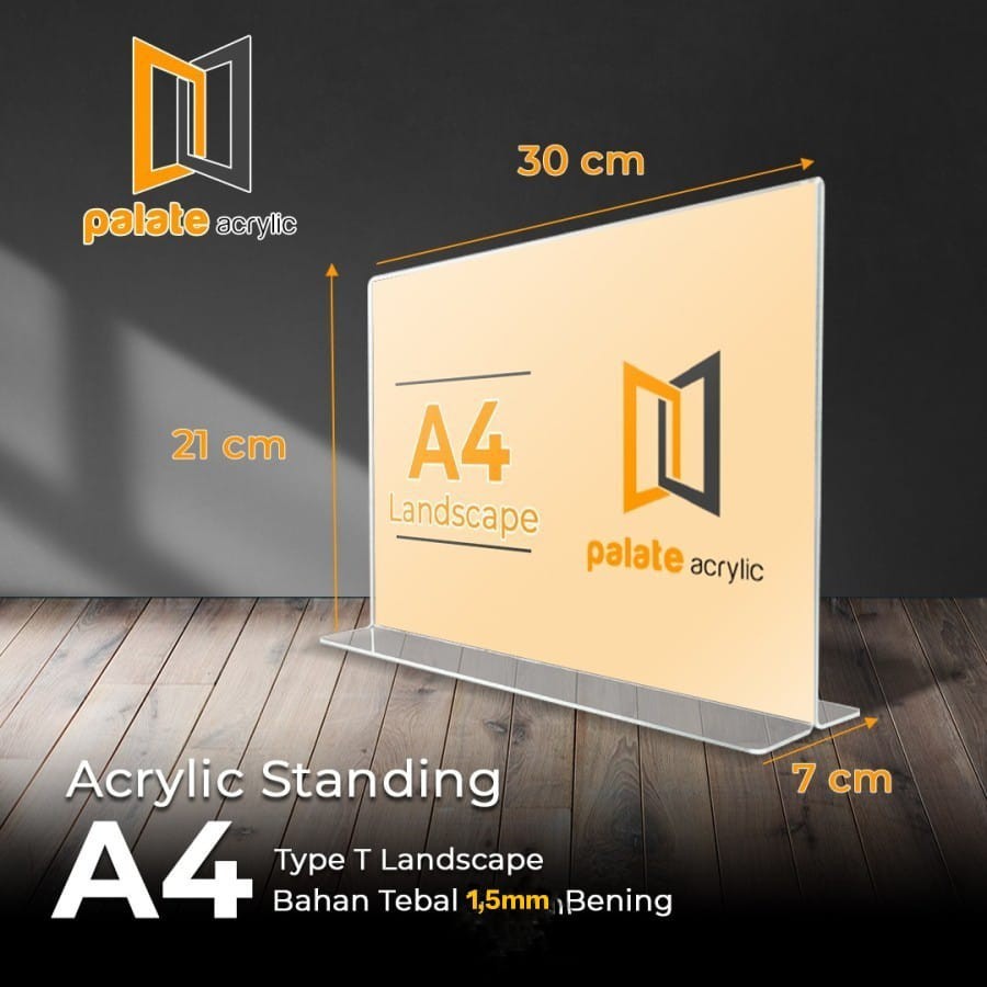 Jual Acrylic Tent Holder A4 T / Akrilik A4 T LANDSCAPE / Acrilic 1,5mm ...