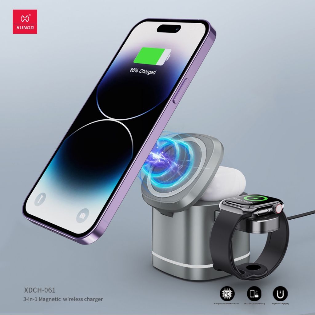 Jual XUNDD 3 IN 1 15W Magnetic Wireless Charger Adaptor Folding Cell ...