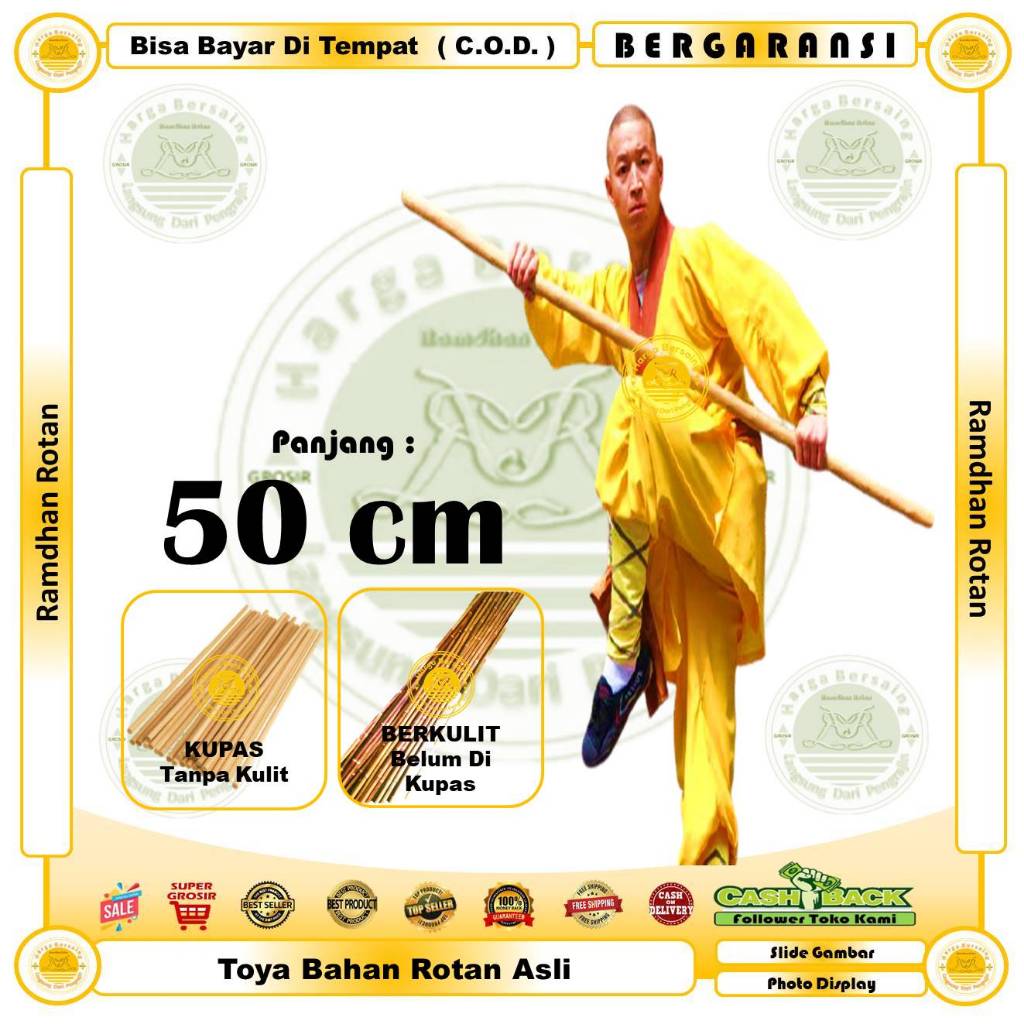 Jual Toya Rotan Panjang 50 cm - Tongkat Pencak Silat Dasar Dari Rotan ...