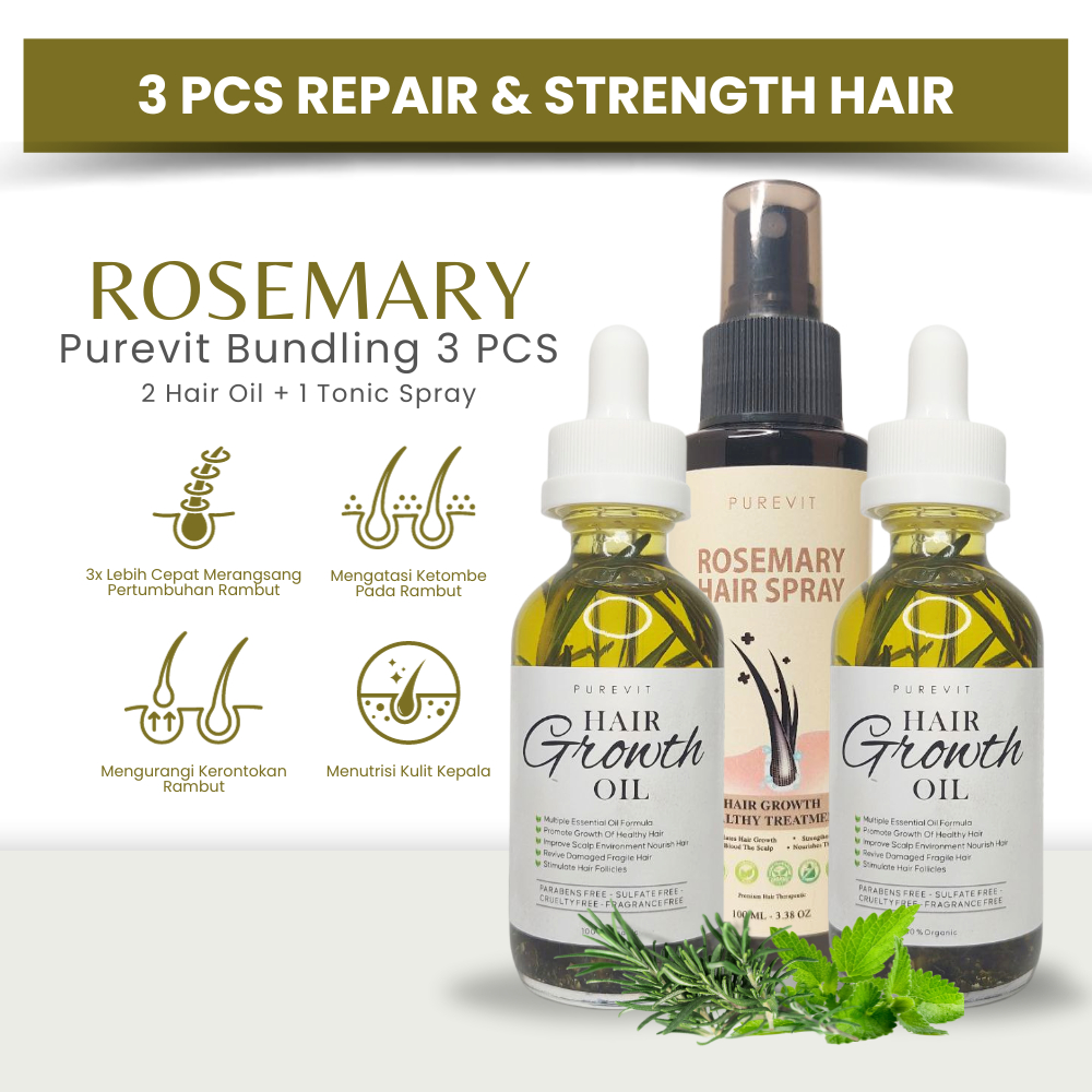 Jual Purevit Bundling 3pcs Hair Regrowth Oil Anti-Hairfall and ...