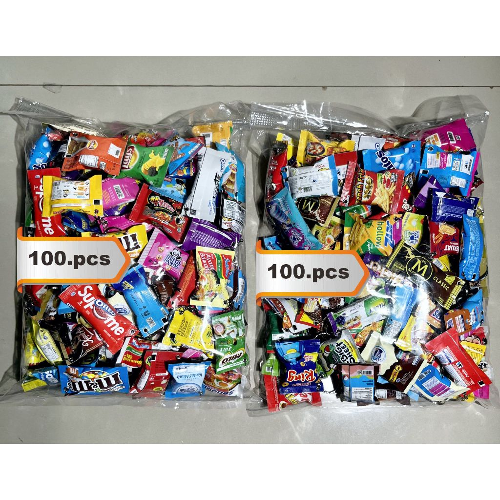 Jual [200pcs]GANTUNGAN KUNCI SNACK MAKANAN RINGAN CEMILAN / GANCI ...