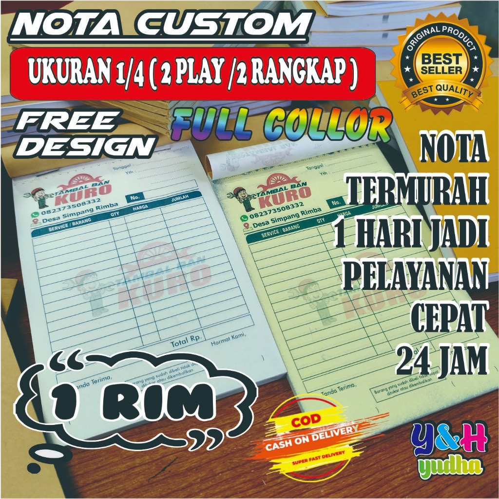 Jual Nota 1 Rim Gratis Desain Gratis Logo Bebas Nama Sendiri Y&H Yudha ...