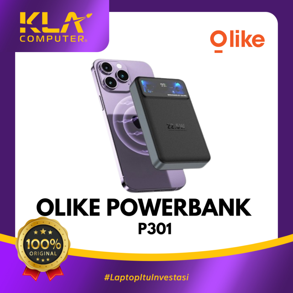 Jual OLIKE P301 WIRELESS POWER BANK MAGSAFE 22.5W FAST CHARGING MAGNET ...