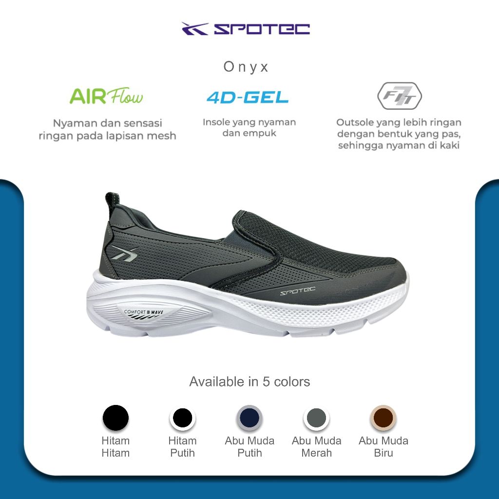 Jual SPOTEC Sepatu WALKING Artikel ONYX-Abu Tua/Putih | Shopee Indonesia